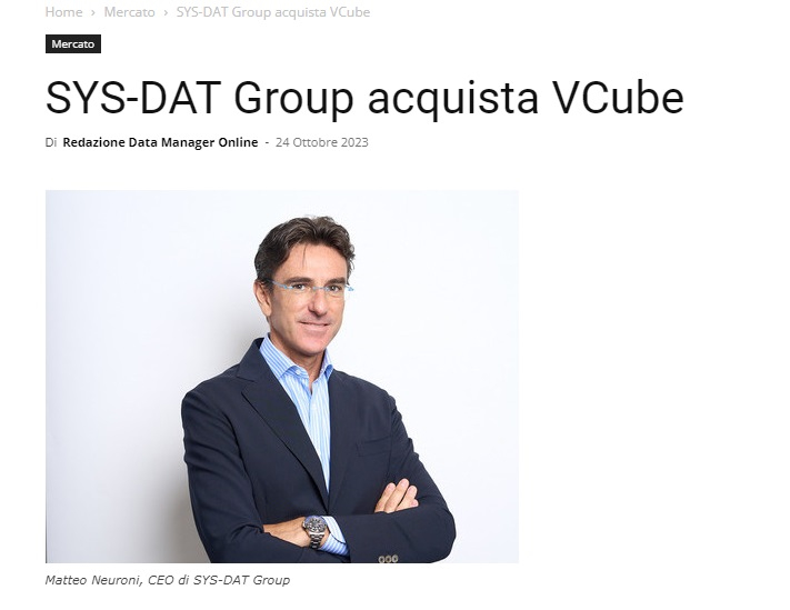 DATAMANAGER.IT - "SYS-DAT Group buys VCube" - SYS-DAT Group